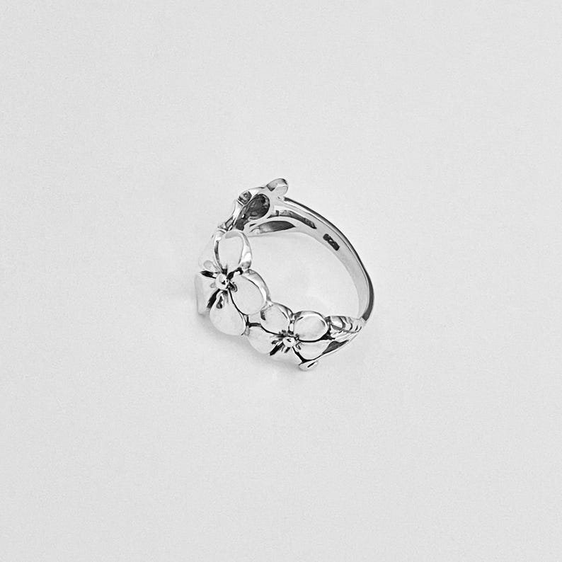 Sterling Silver Triple Plumeria Ring With Leaf, Hawaii Lei Jewelry ...