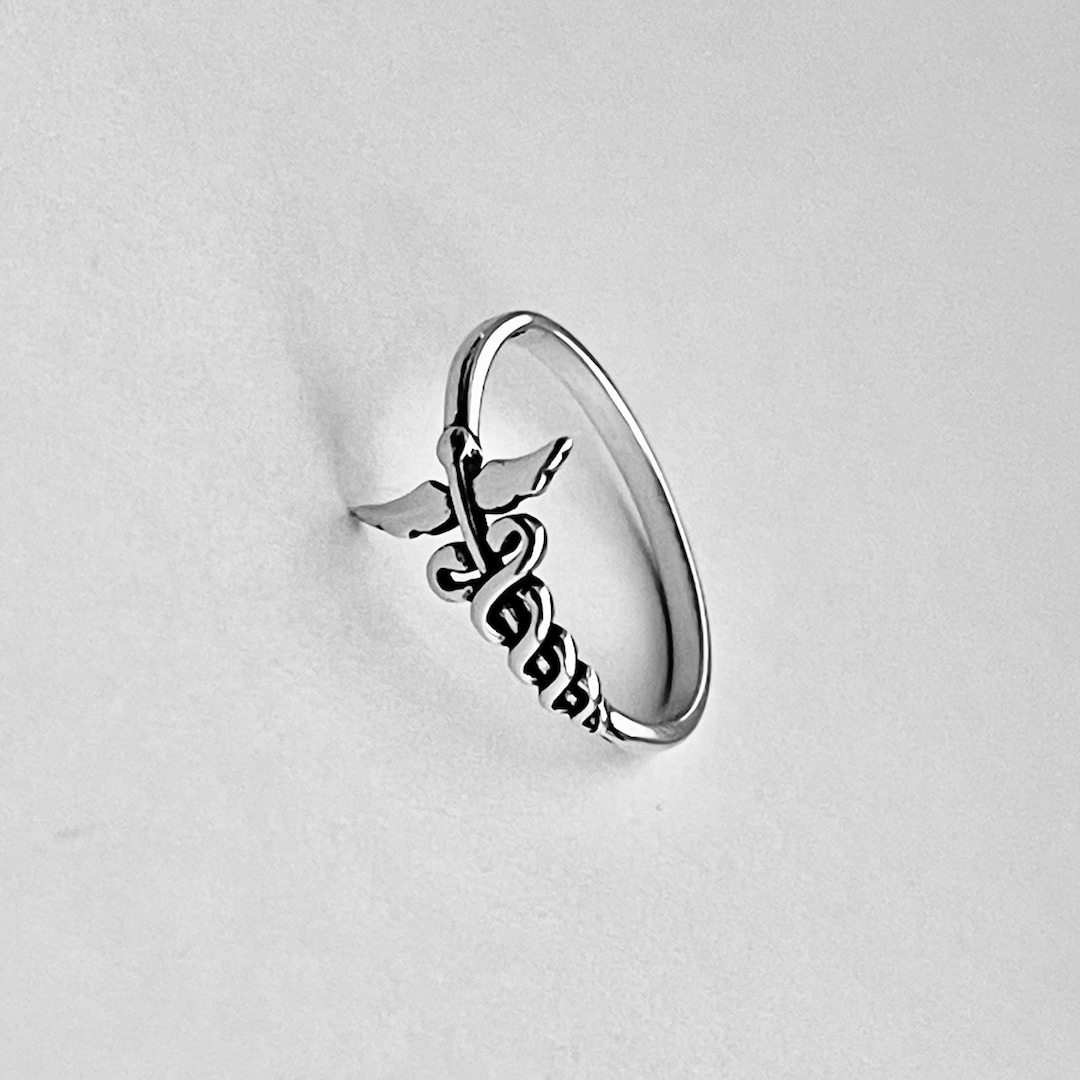 Sterling Silver Caduceus Ring: Medical Jewelry - Etsy