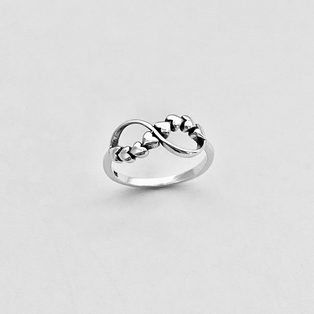 Sterling Silver Infinity Ring With Little Hearts, Endless Love Rings ...