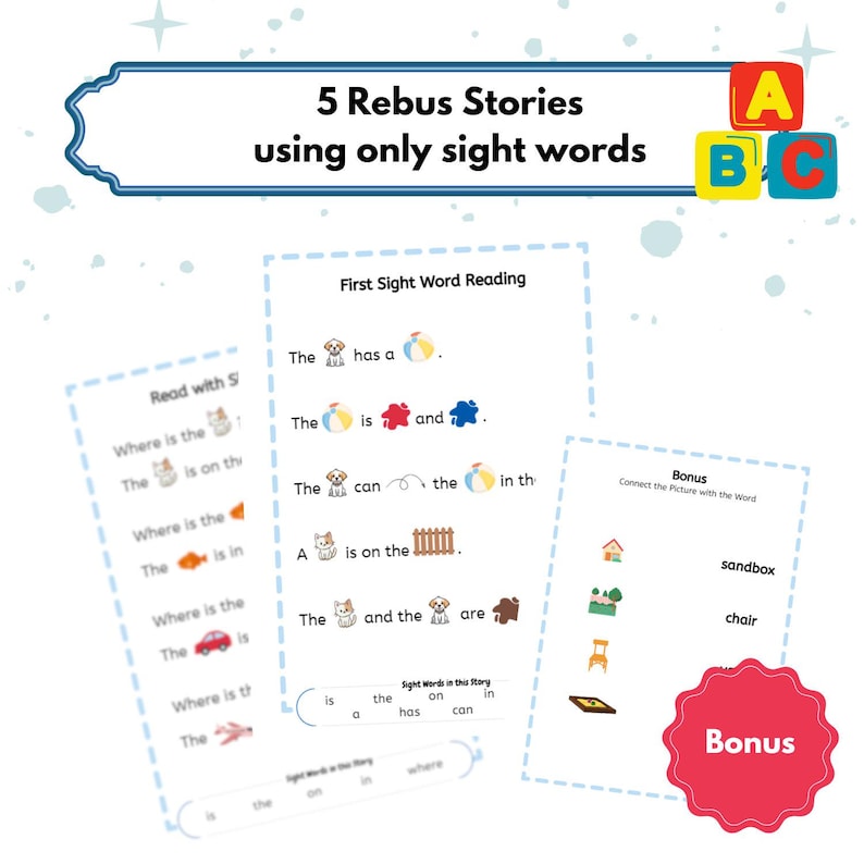 Sight Word Reading, Rebus Story, Early Readers, Worksheet, Printable ...