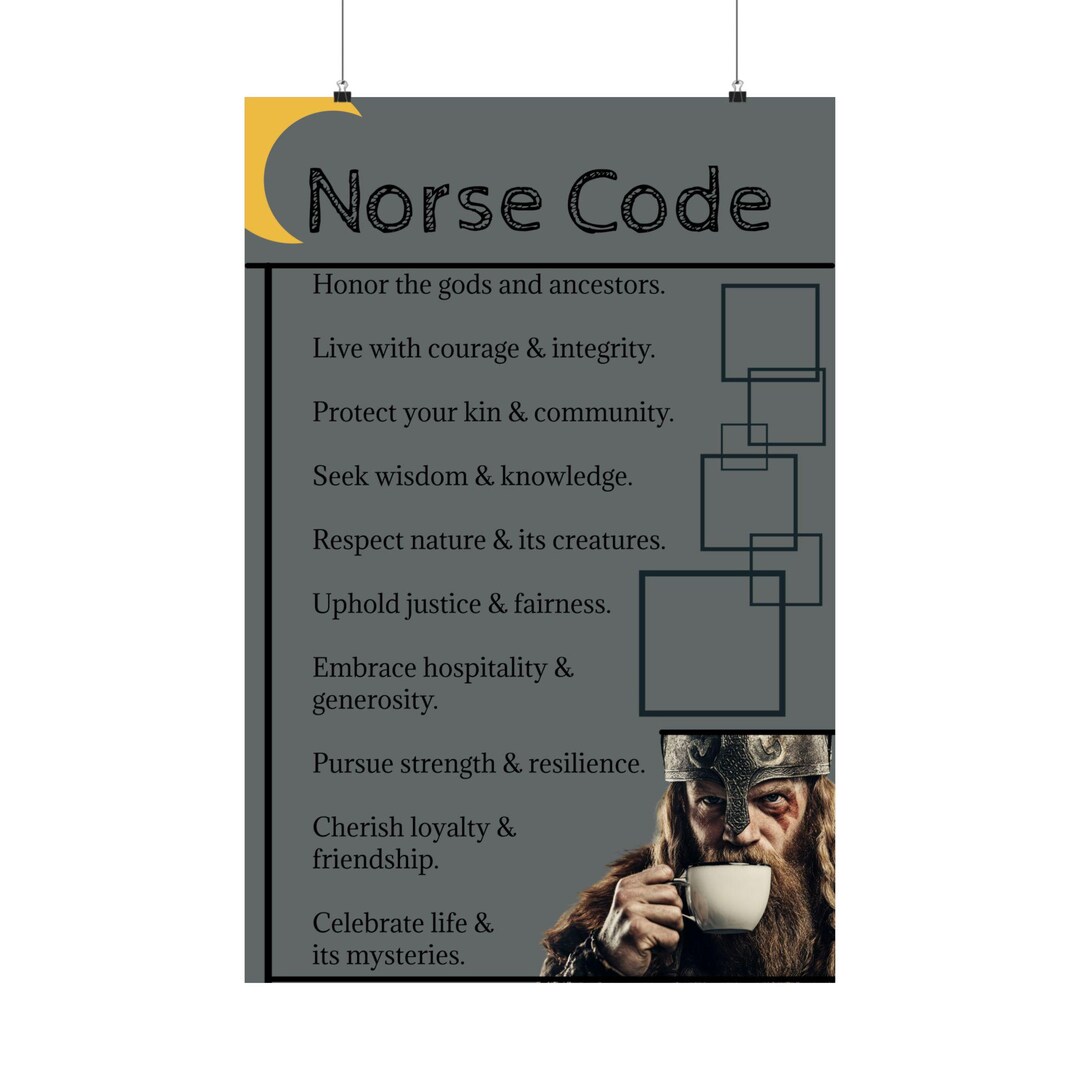 Norse Code Inspirational Poster | Motivational Wall Decor, Viking Gift ...