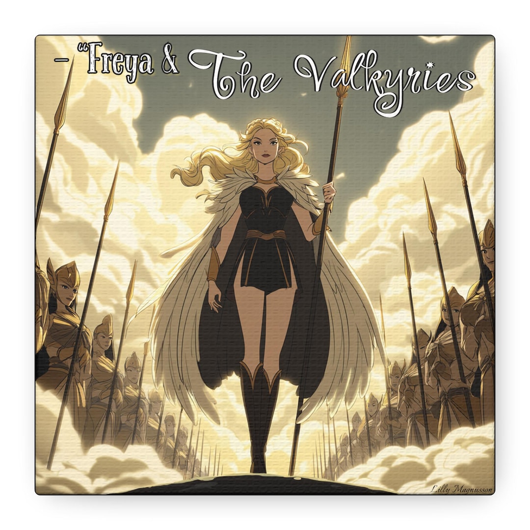Freya & the Valkyries Adult Cartoon Style Art Matte Canvas, Norse ...
