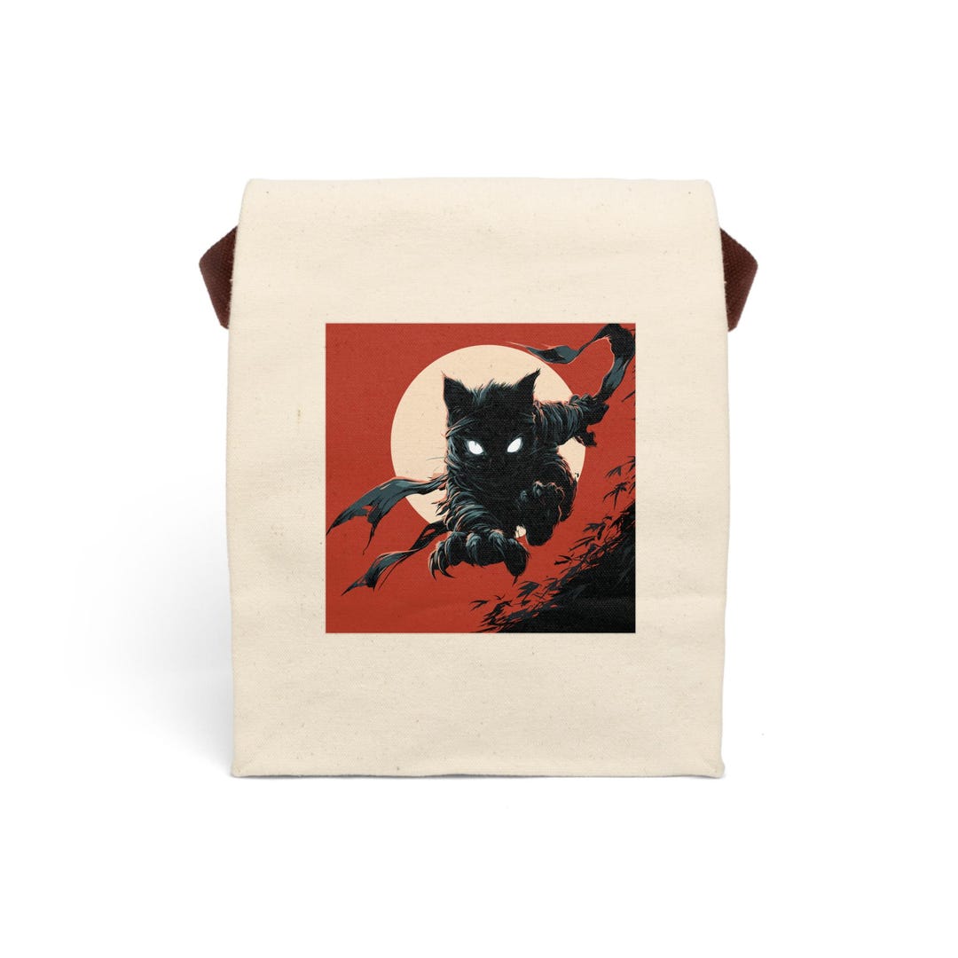 Ninja Anime Canvas Cat Themed Lunch Bag, Ecofriendly Tote for Kids ...