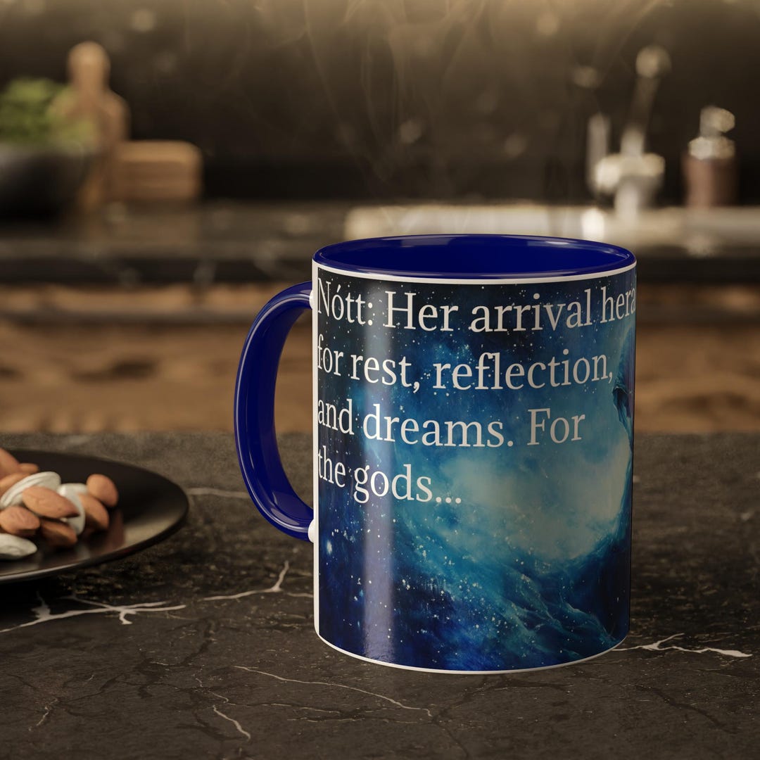 Nott, Norse Goddess of the Night Mug, Inspirational Coffee Cup, Dreamer ...