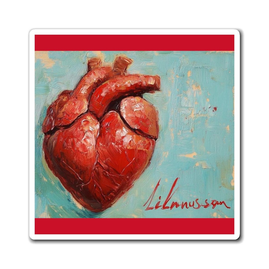 Anatomical Heart Art Magnet Red & Blue Abstract Design, Gift for Him ...