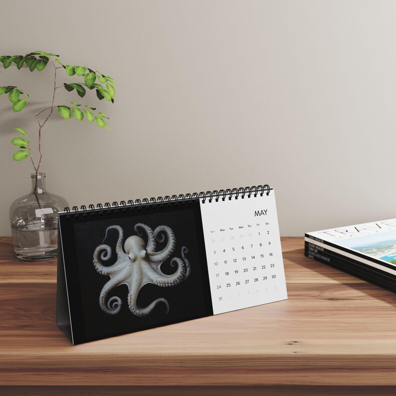 Artistic Quirky Octopus Desktop Calendar 2026, Octopus Design, Office ...