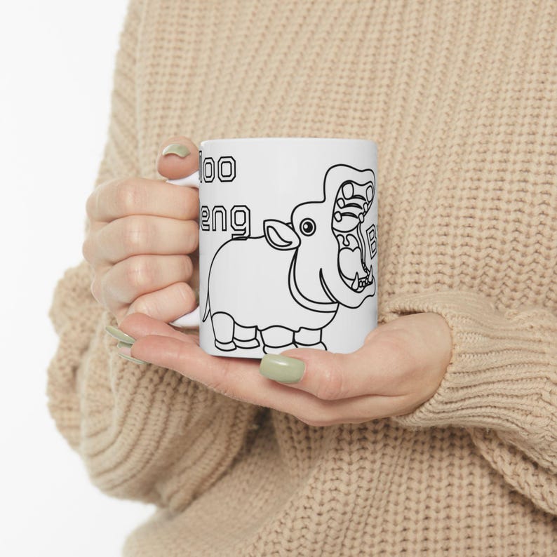 Bad Hippo, Moo Deng: Color Your Own Ceramic Mug Fun DIY Coffee Cup for ...