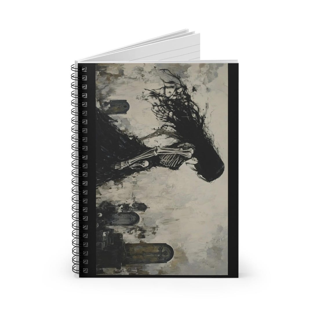 Bone Woman in Graveyard Gothic Spiral Notebook Ruled Lines, Goth Lover ...