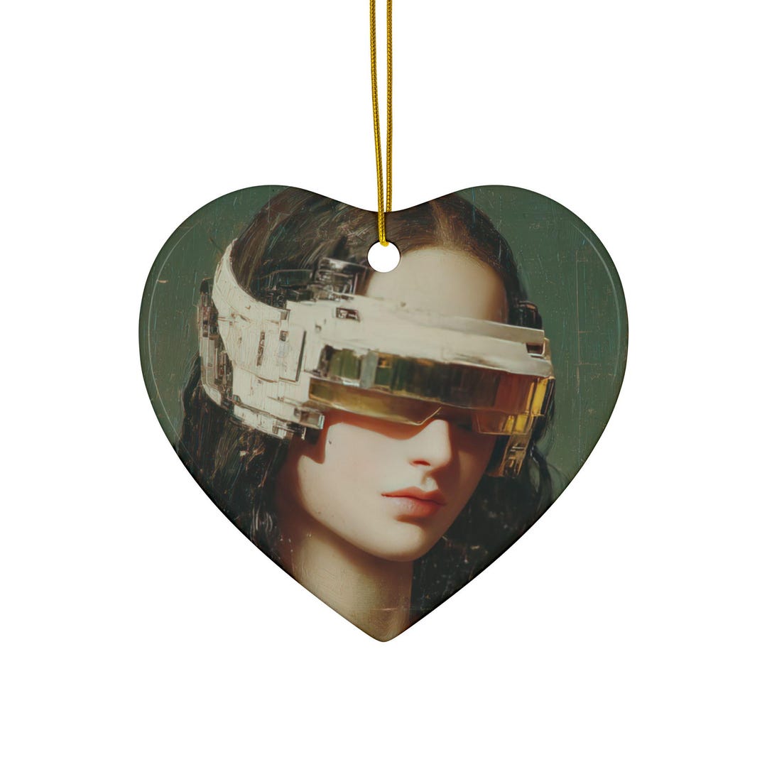 Cyberpunk Mona Lisa Ceramic Ornaments, Techno Unique Holiday Decor, 1 ...