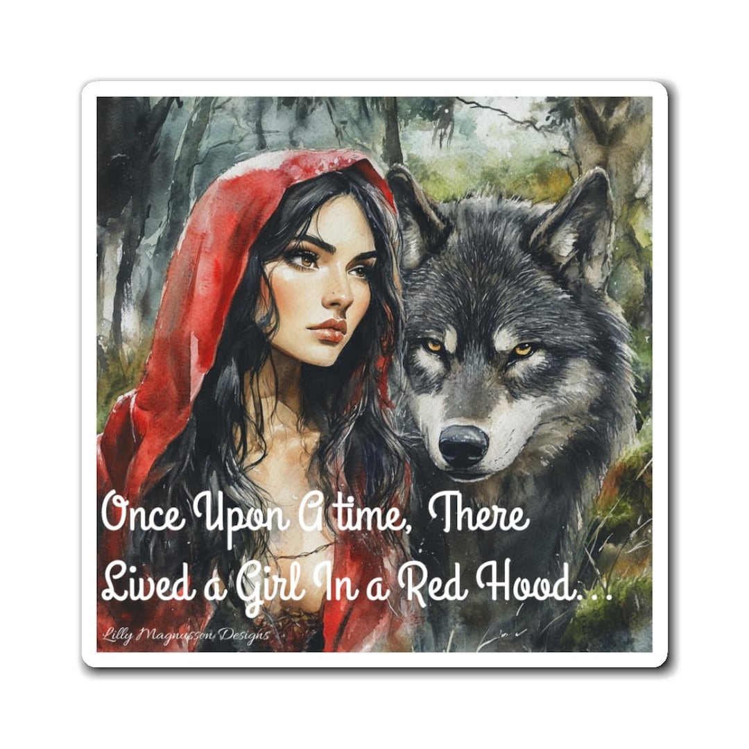 Fairytale-inspired Magnet, Once Upon a Time, Red Riding Hood Decor, Wolf Home Accent, Gift for ...