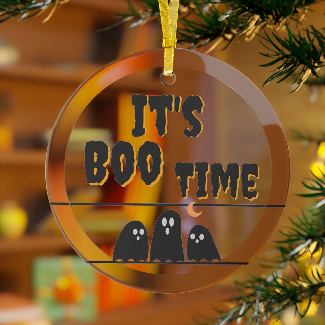 It's Boo Time Glass Ornaments, Halloween Decorations, Unique Gothic ...