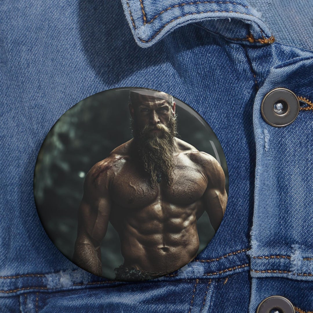 Hot Viking Man Custom Pin Buttons, Personalized Accessories for Fitness ...