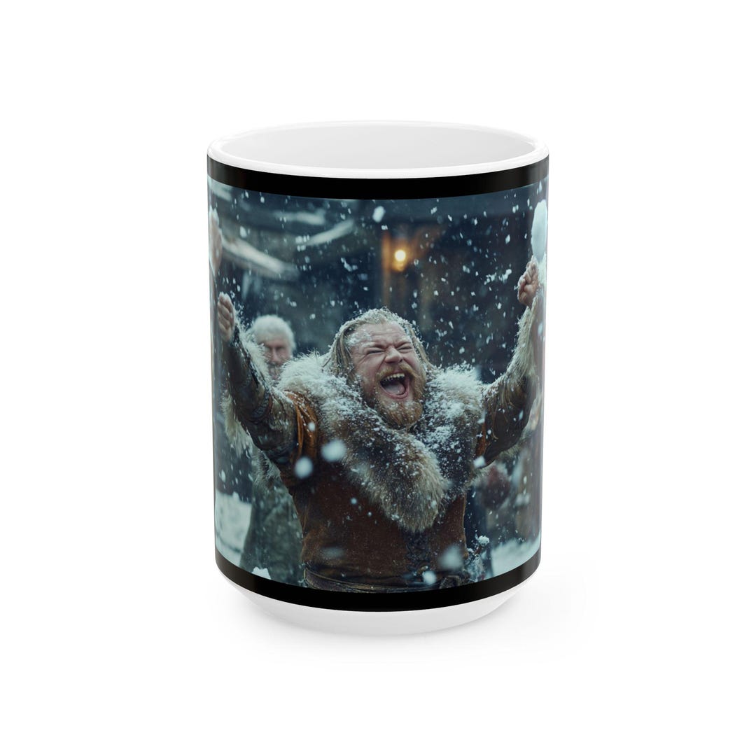 Viking Snowball Fight Coffee Cup, Cozy Hot Chocolate Cup, Holiday Gift ...