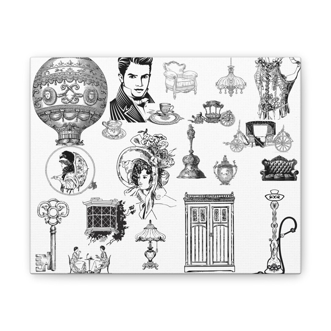 Vintage-inspired DIY Adult Coloring Wall Art Canvas Print, Retro Decor ...