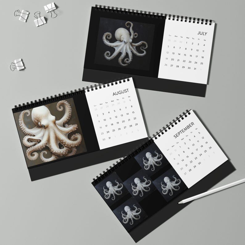 Artistic Quirky Octopus Desktop Calendar 2026, Octopus Design, Office ...