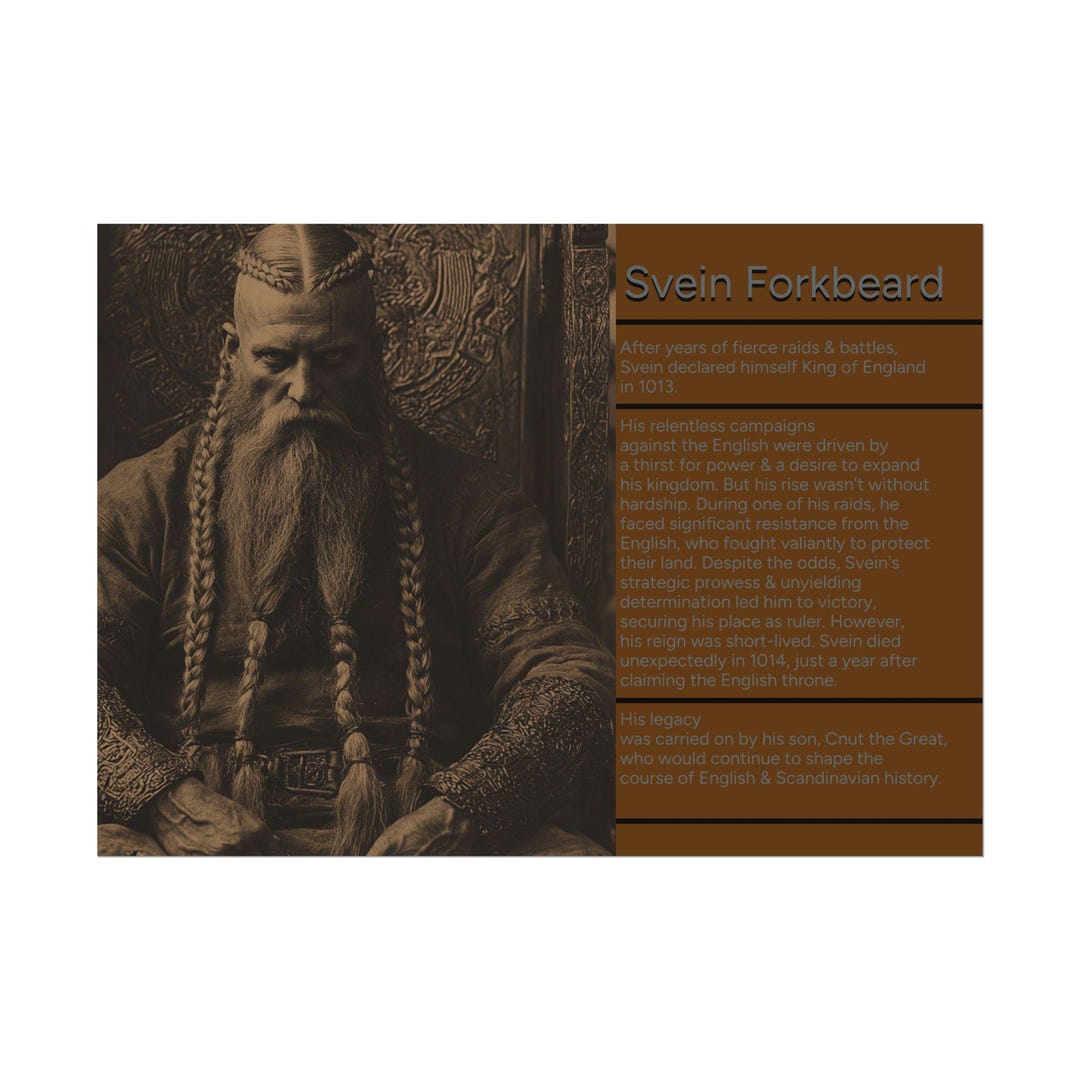Svien Forkbeard: Viking King Rolled Poster, Viking Warrior Decor ...
