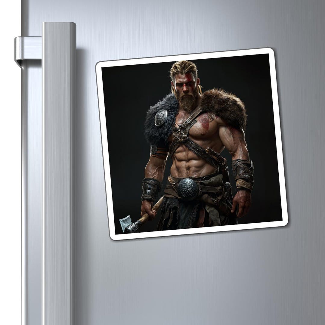 Viking Warrior Magnet - Norse Mythology Decor, Unique Gift for Men ...