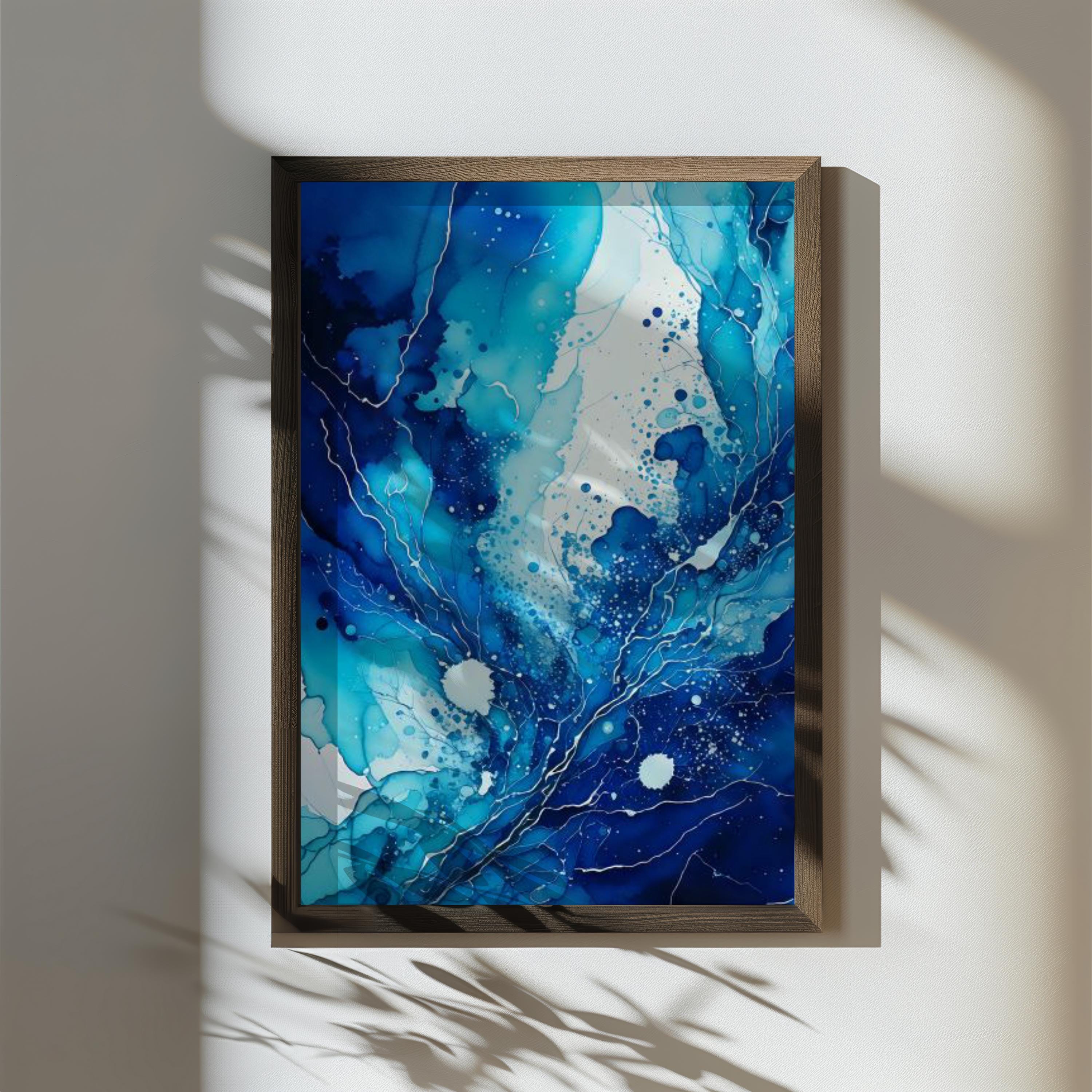 Blue Abstract Wall Art, Watercolour Art Print, Home Decor for Living ...