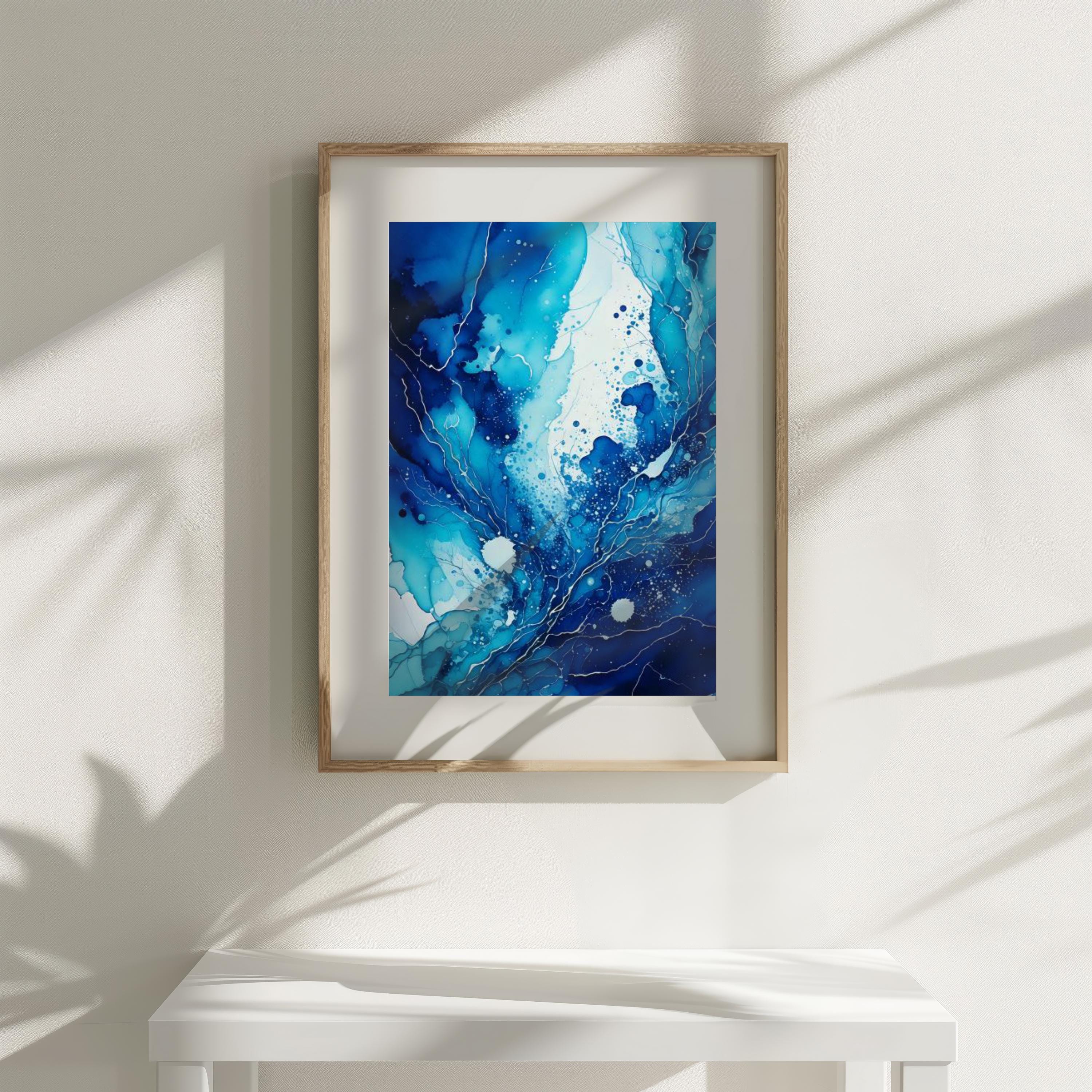 Blue Abstract Wall Art, Watercolour Art Print, Home Decor for Living ...