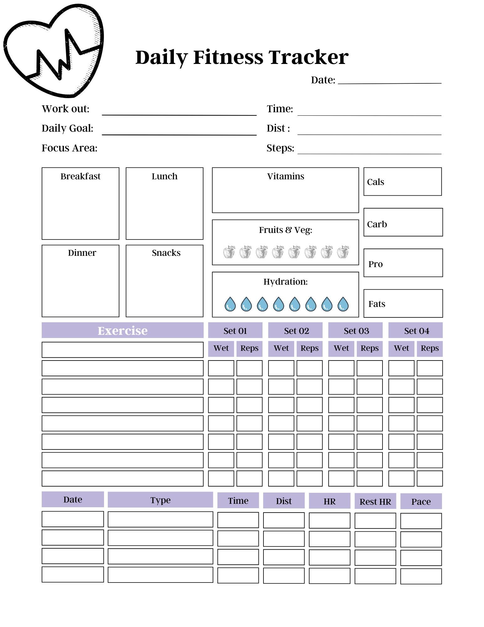 Fitness Planner, Workout Journal, Health Tracker, Daily Exercise Log ...