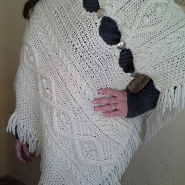 Cream Poncho - Etsy