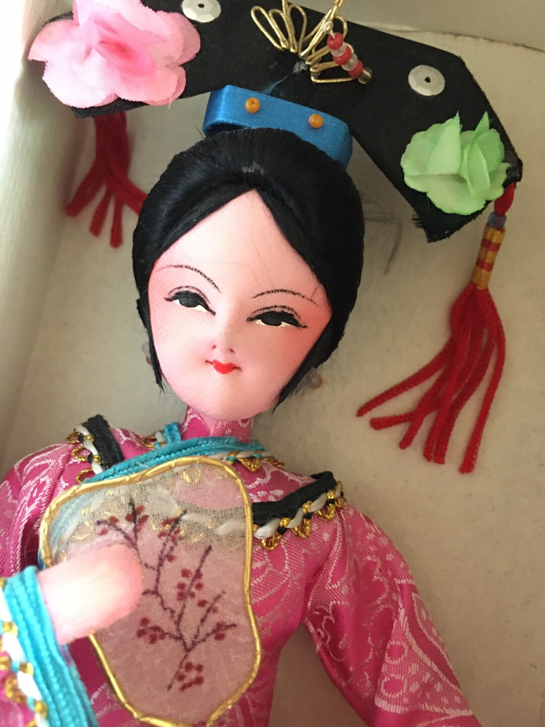 Vintage Doll Peoples Republic of China Pink Dress Chinese Doll Figurine ...