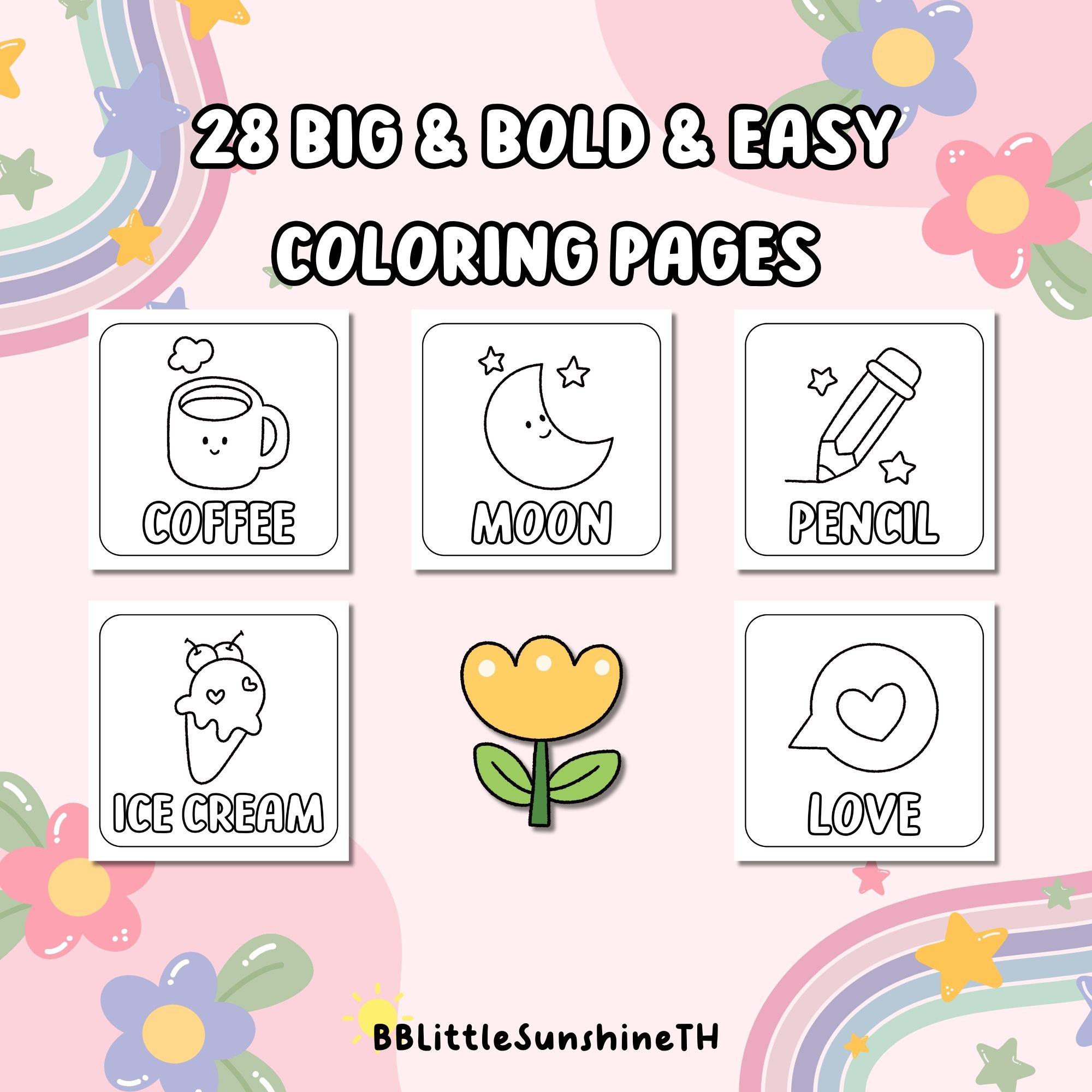 Stress Relief 28 Bold & Easy Coloring Book - Coloring Pages for Adults ...