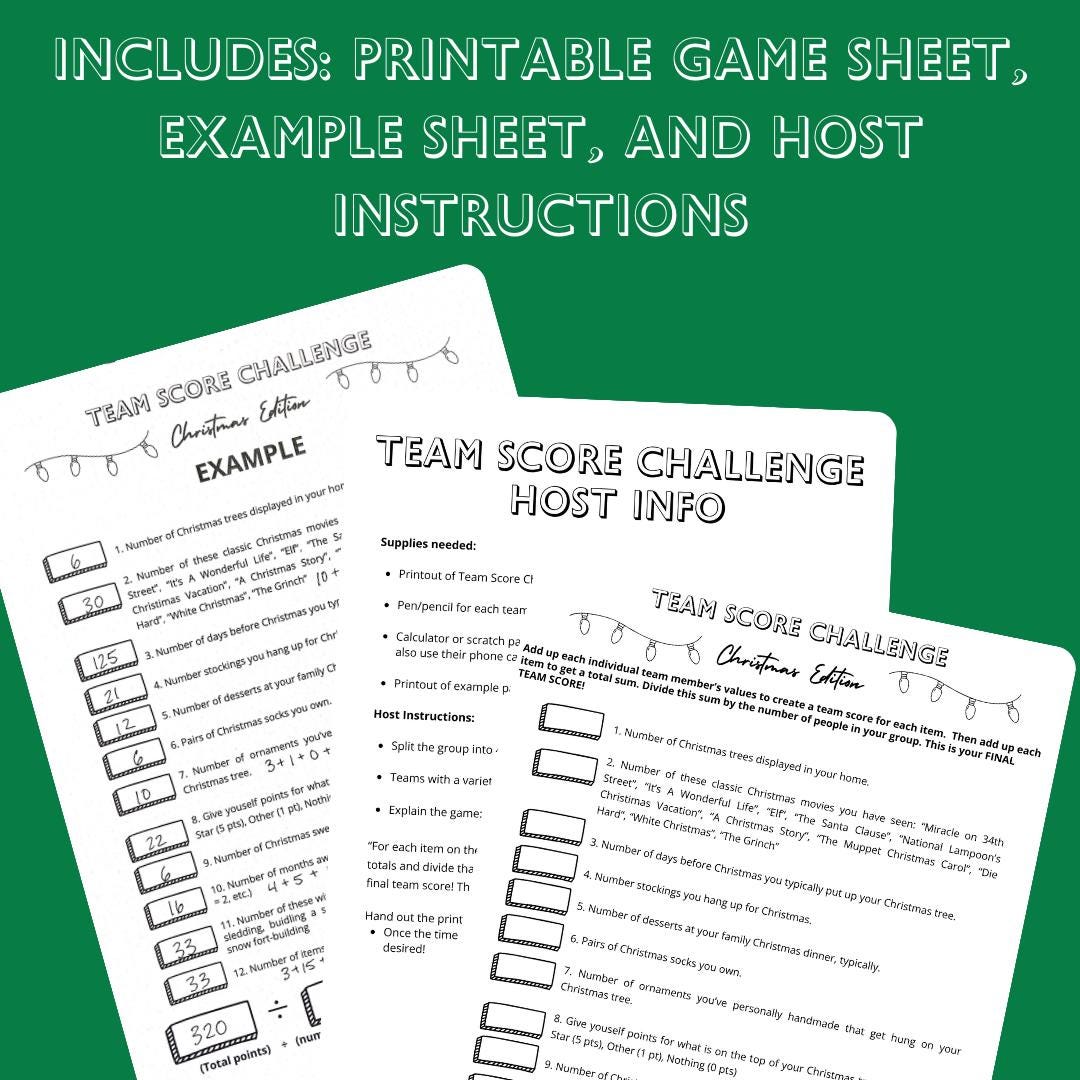 Christmas Party Game Family Reunion Game Printable Cooperative Team ...