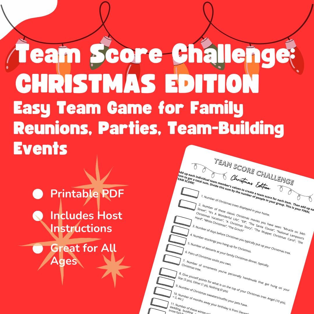 Christmas Party Game Family Reunion Game Printable Cooperative Team ...