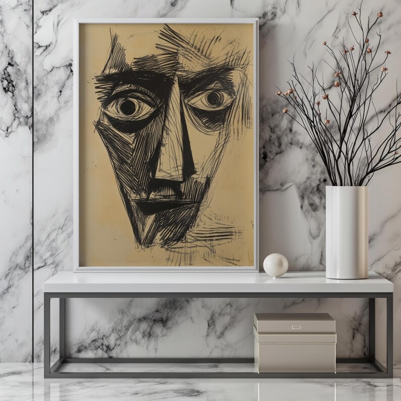 Lines of Reflection | Abstract Expressionist Face Digital Wall Art ...