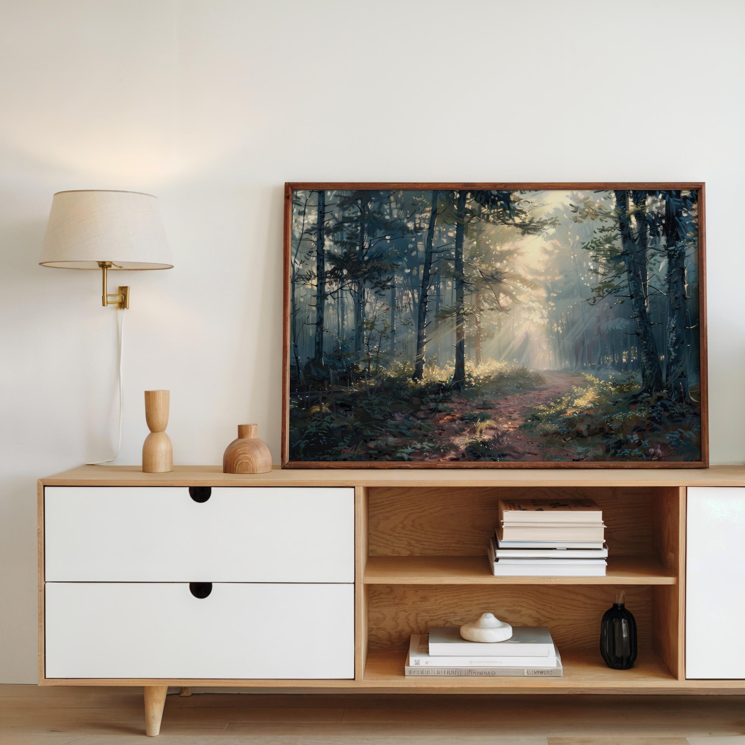 Forest Path Art Print: Sunlight Through Trees (digital Download) - Etsy