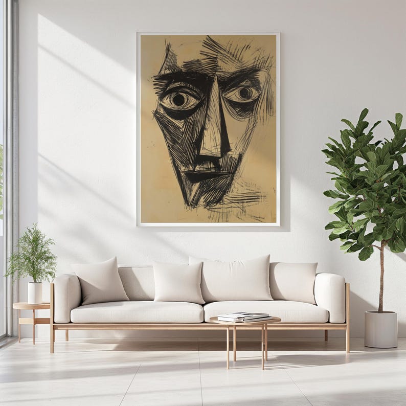 Lines of Reflection | Abstract Expressionist Face Digital Wall Art ...