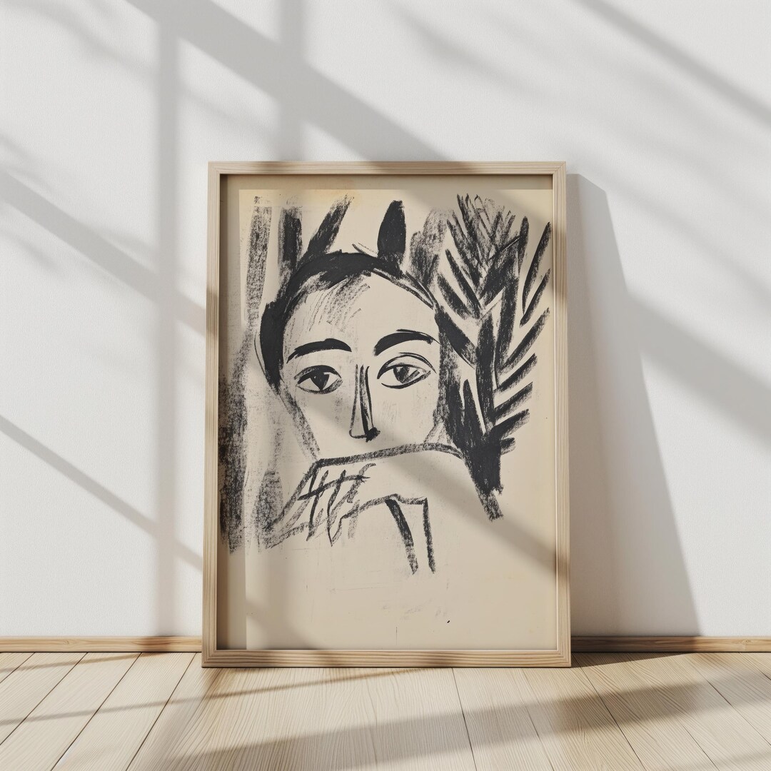 Reflective Gaze | Abstract Portrait Drawing, Modern Black Ink ...
