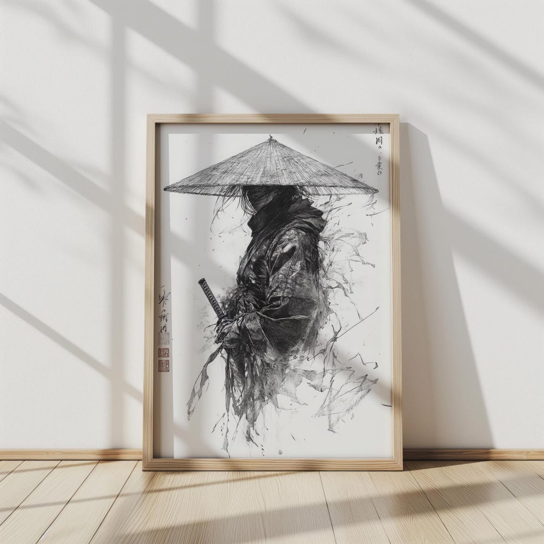 Winds of the Ronin | Samurai Ink Sketch Art Print, Traditional Japanese ...