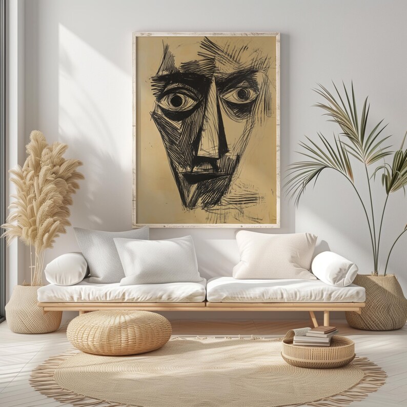 Lines of Reflection | Abstract Expressionist Face Digital Wall Art ...
