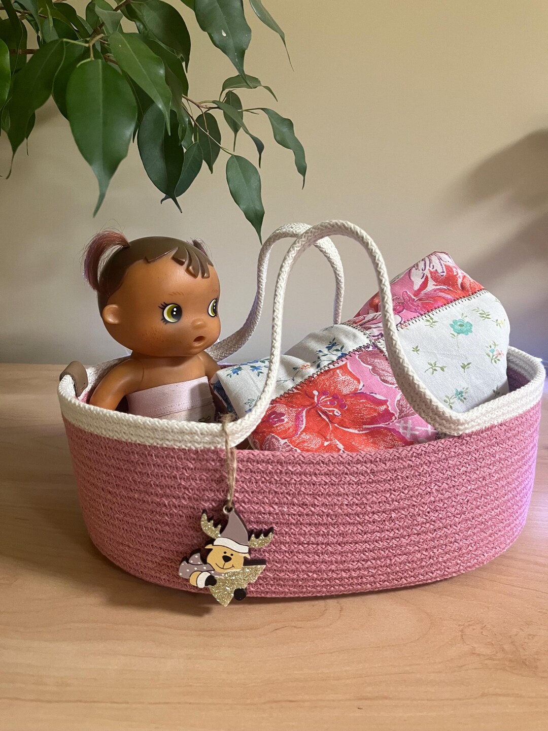 Handmade Cotton Rope Doll Cradle With Bedding Set - Perfect Toy and ...