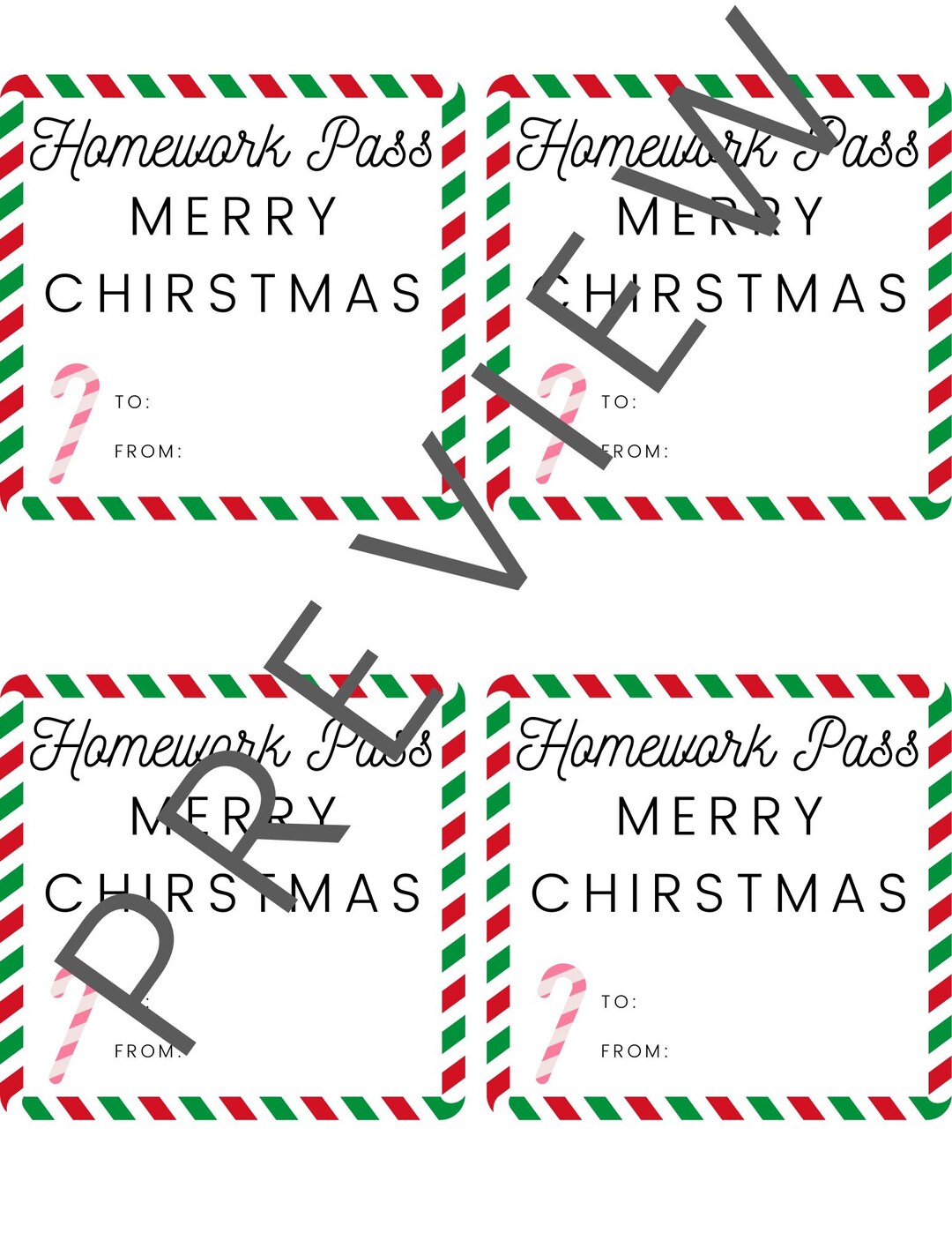 Christmas/holiday Homework Pass - Etsy