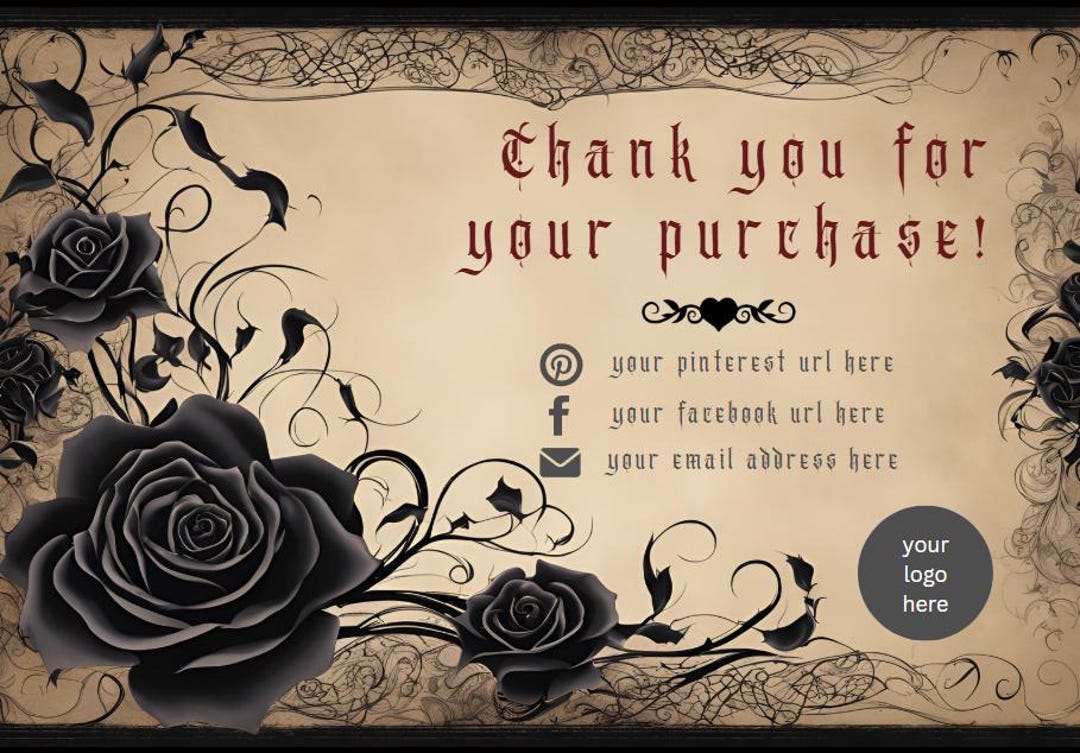 Gothic Thank You Card Template for Businesses | Customizable Canva ...