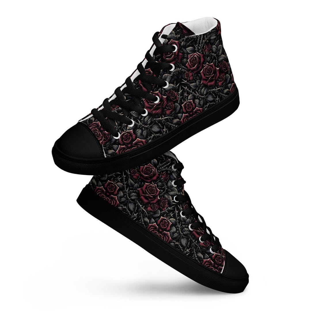 Gothic Dark Rose Womens High Top Canvas Shoes - Etsy