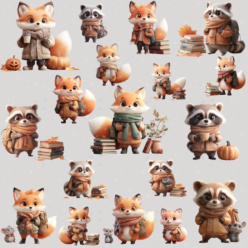 Fall Animals Clipart Images Pngs 300dpi Clip Art PNG Fox Hedgehog ...