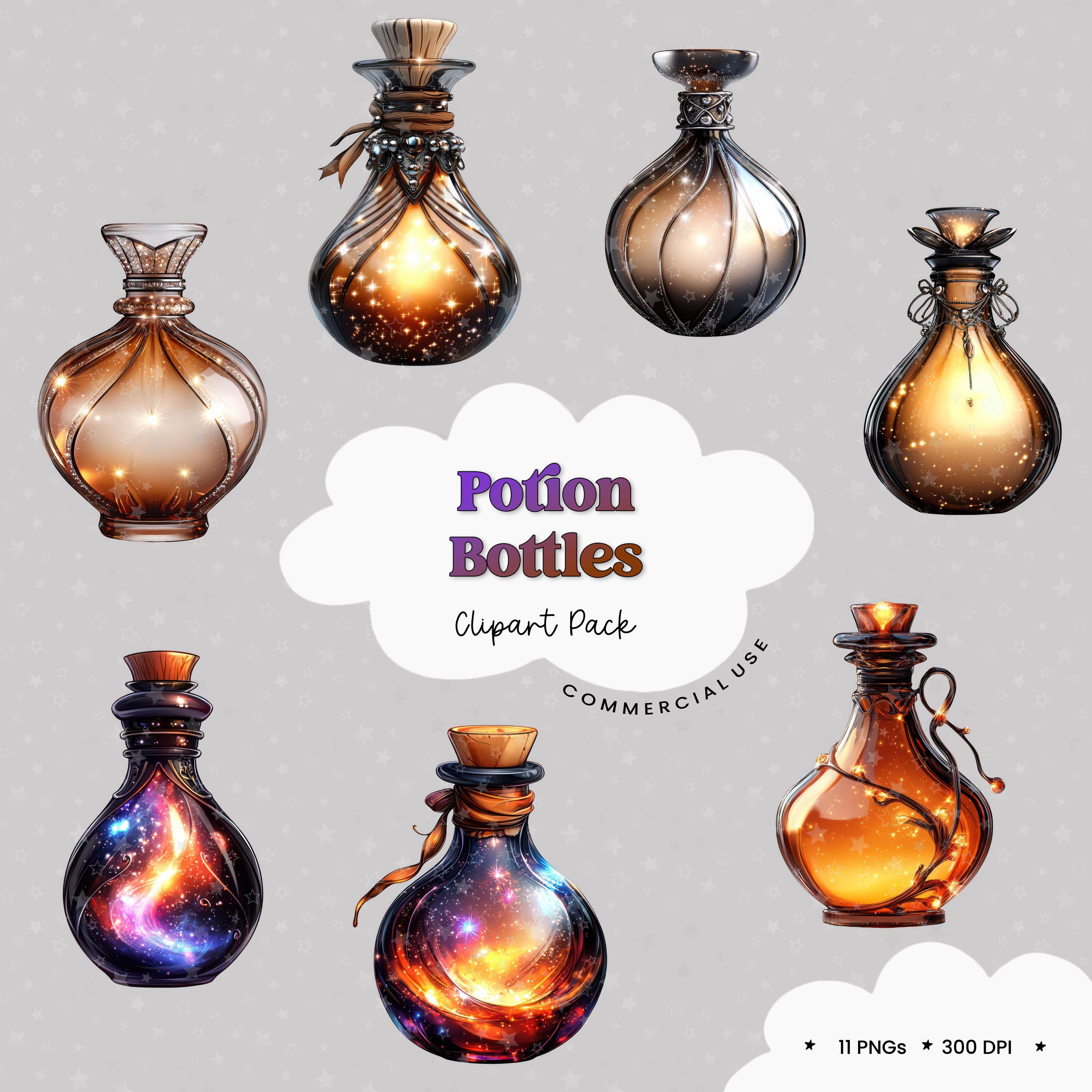 Potion Bottles Clipart Images Pngs 300dpi Clip Art PNG, Perfume Bottles ...