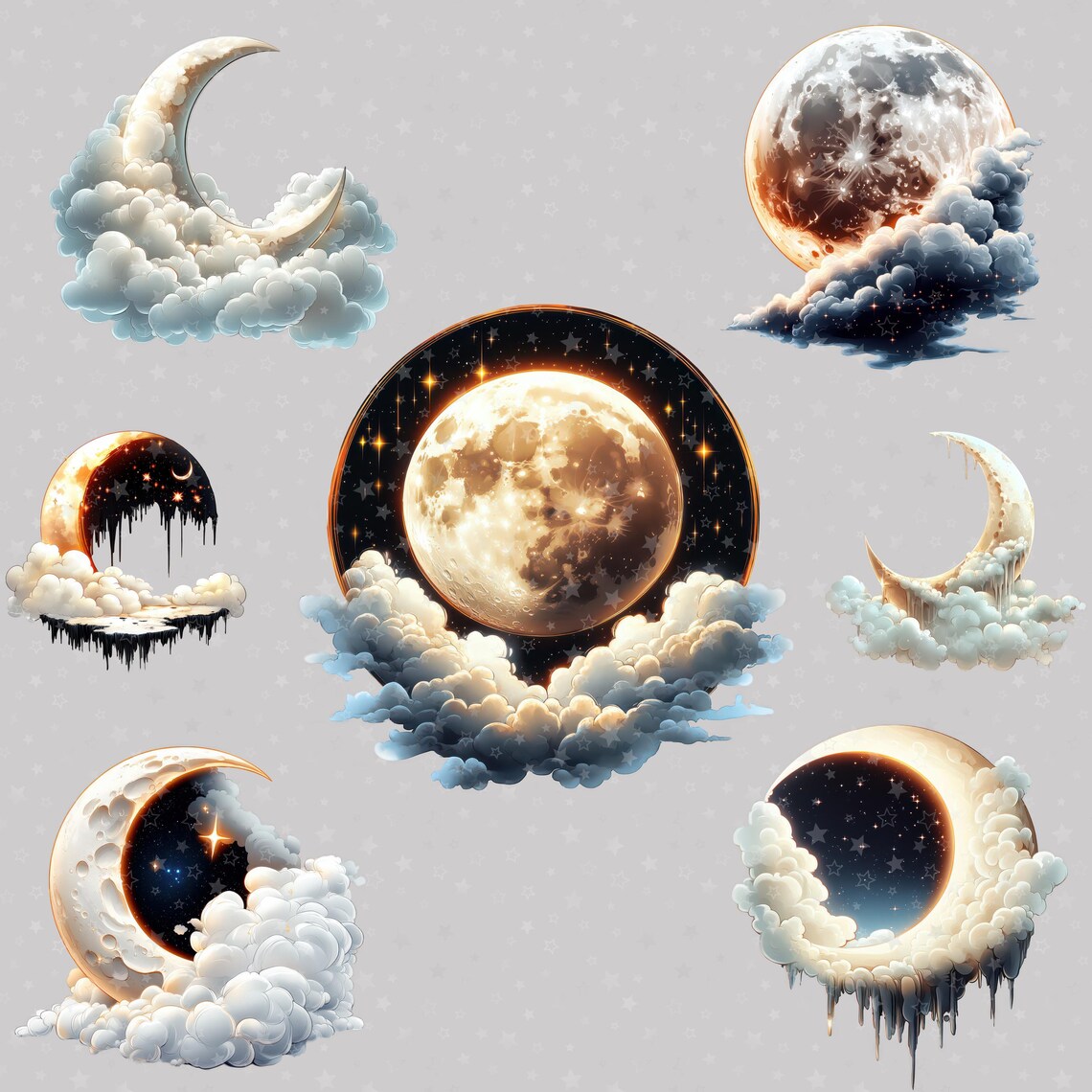 Mystical Moons Clipart Images Pngs 300dpi Clip Art PNG, Moon Clipart ...