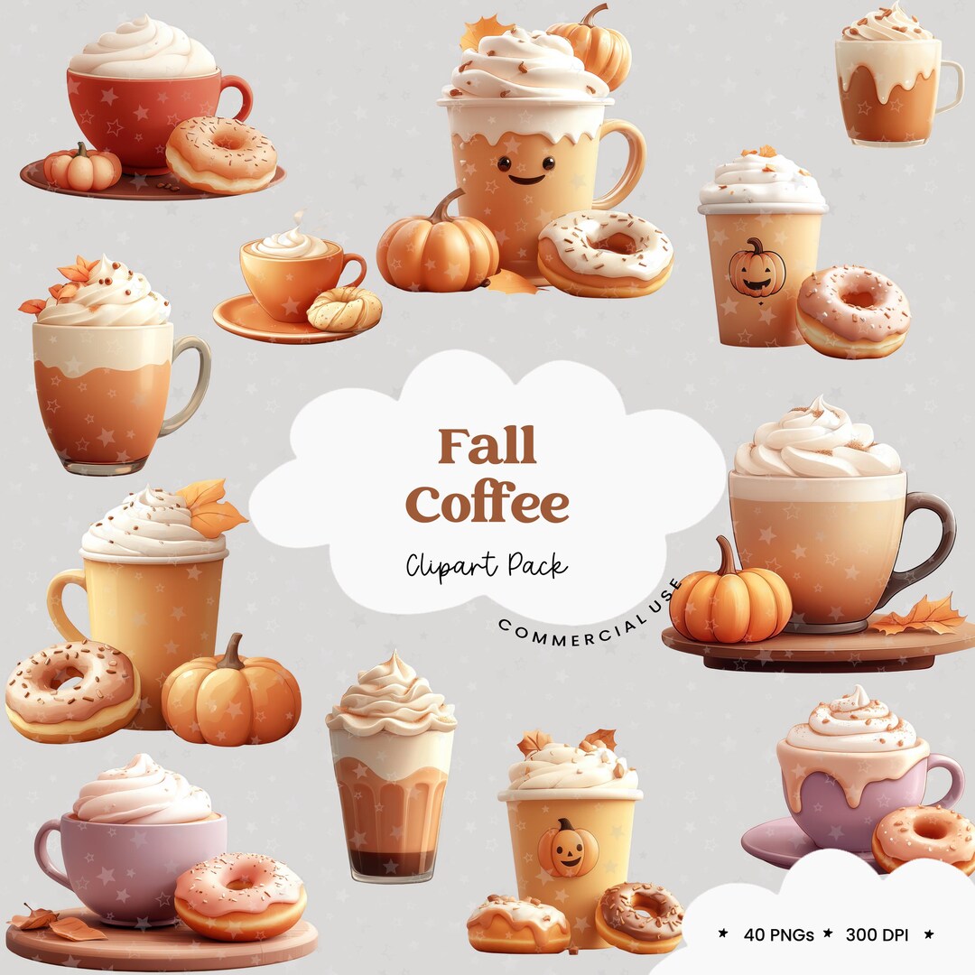 Fall Coffee Clipart Images Pngs 300dpi Clip Art PNG Pumpkin Spice Latte ...