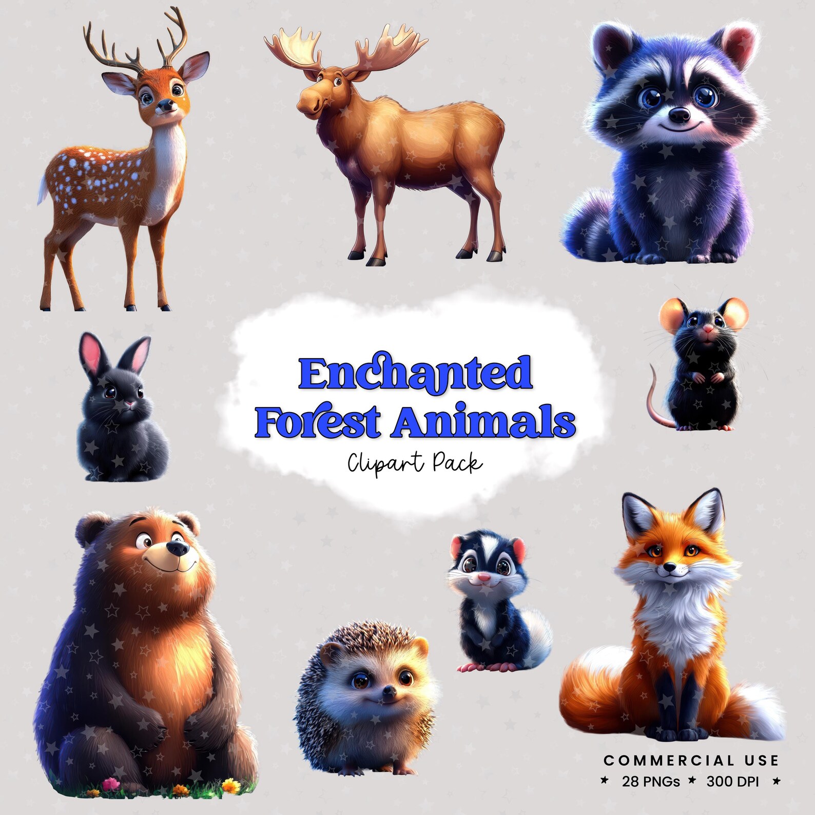Enchanted Forest Animals Clipart Images Pngs 300dpi Clip Art PNG ...