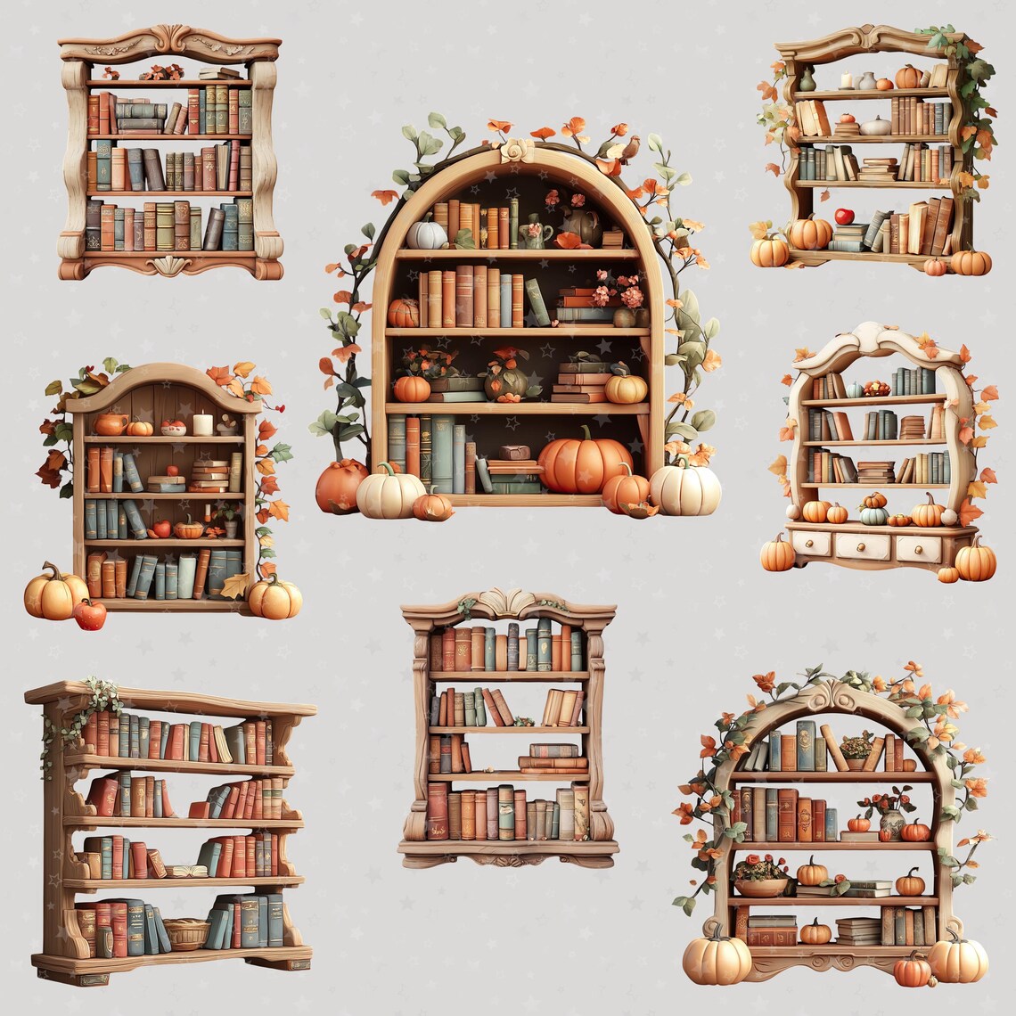 Fall Bookcase Clipart Images Pngs 300dpi Clip Art PNG, Bookcase Clipart ...