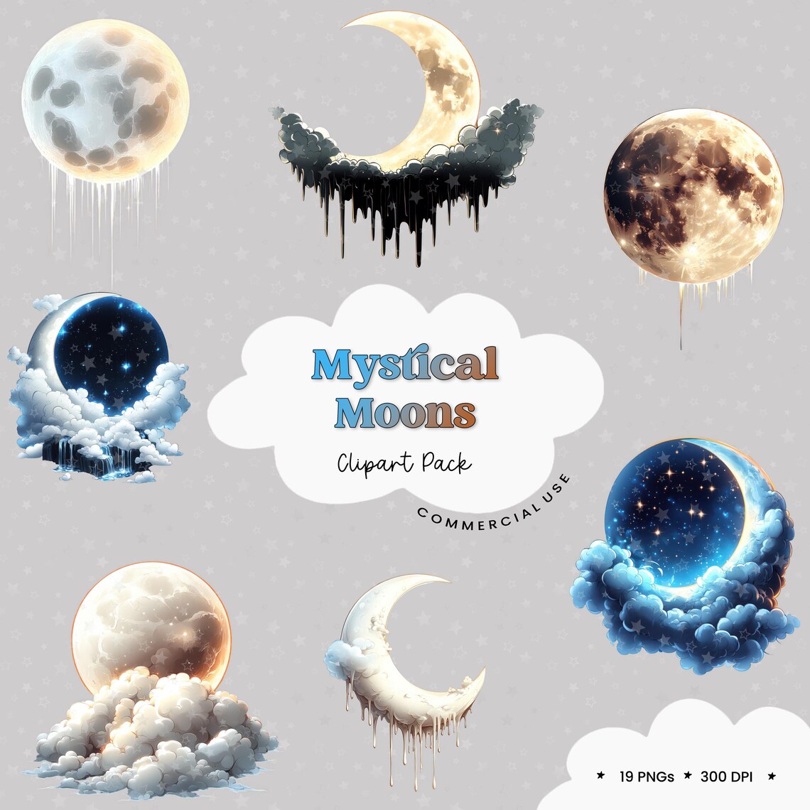 Mystical Moons Clipart Images Pngs 300dpi Clip Art PNG, Moon Clipart ...