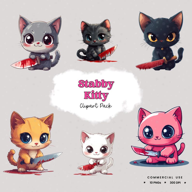 Stabby Kitty Clipart Images Pngs 300dpi Clip Art PNG, Cat Clipart ...