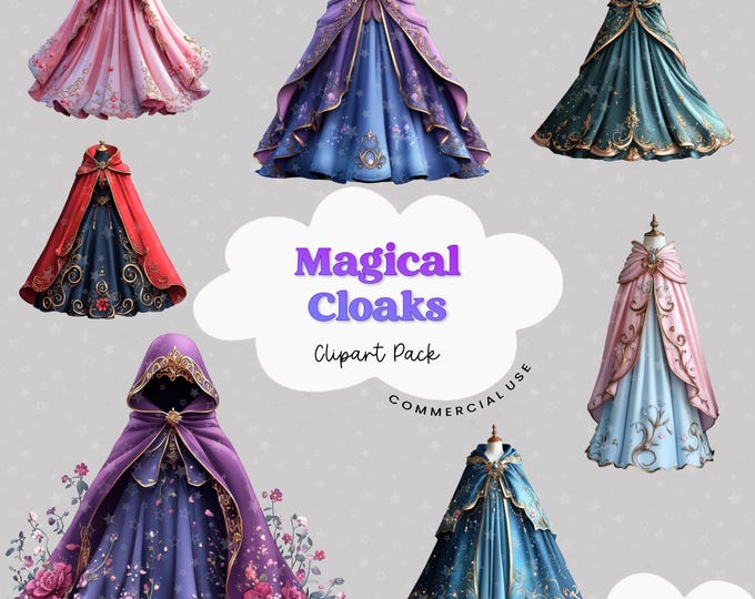 Magic Cape | Set of 10 | Clipart Bundle | Hi Res 300 DPI Jpegs and ...