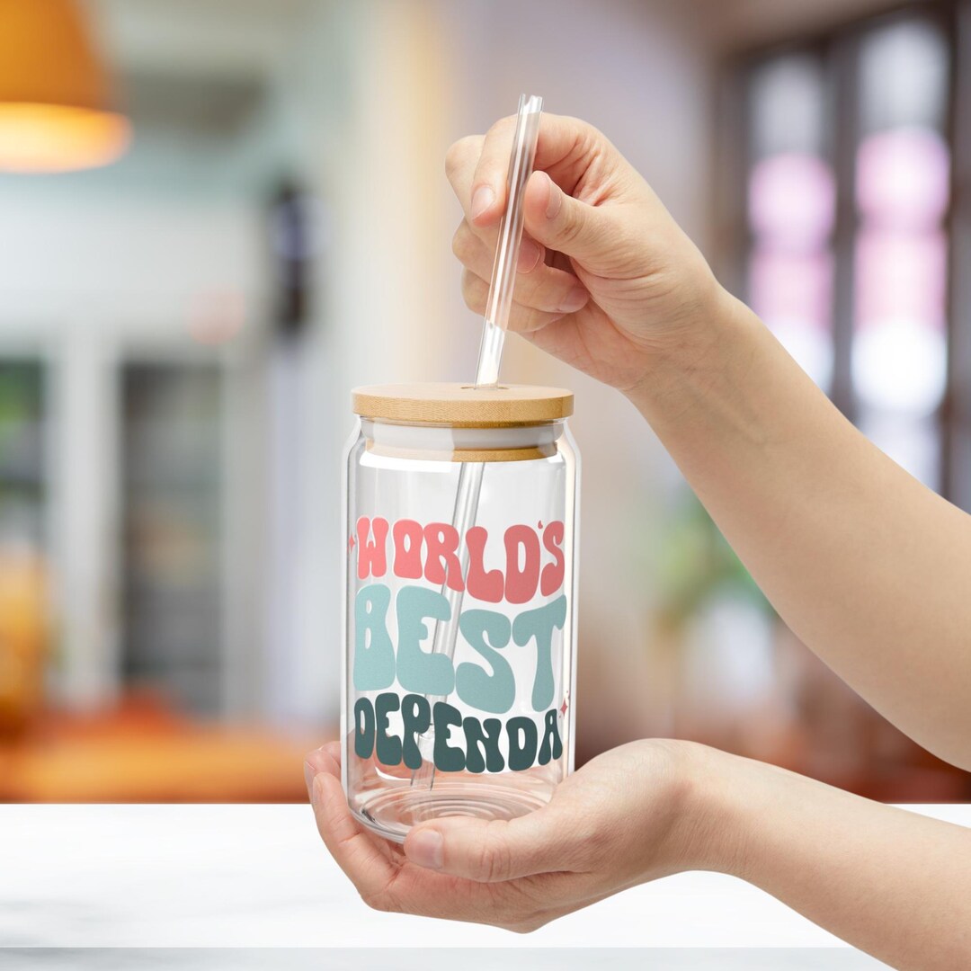 World's Best Dependa Glass Sipper Cup, Military Spouse Gift, Military ...
