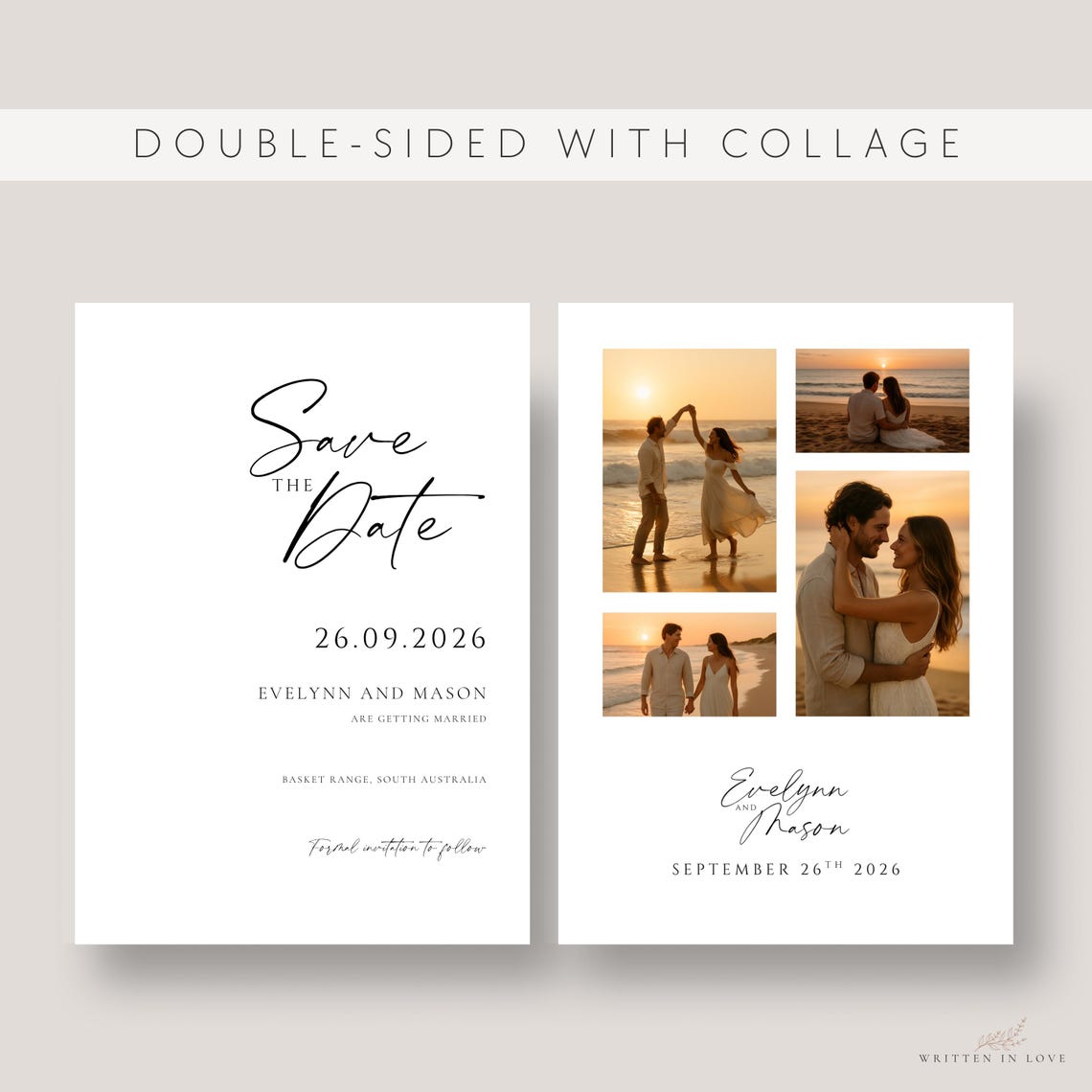 Minimalist Photo Save the Date Template, Editable Canva Card (digital ...